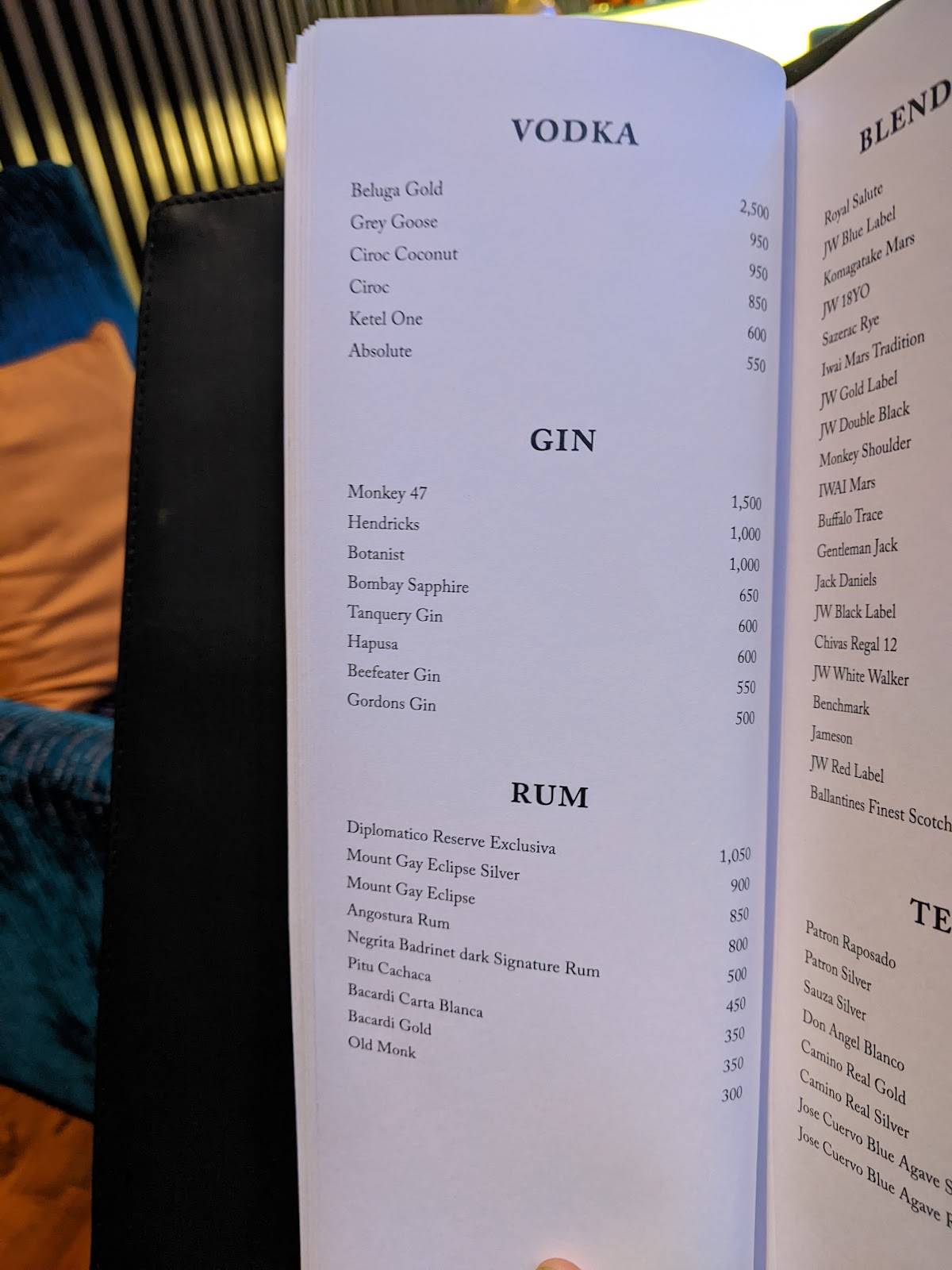 Menu at The Ritz-Carlton Bar, Bengaluru, 99