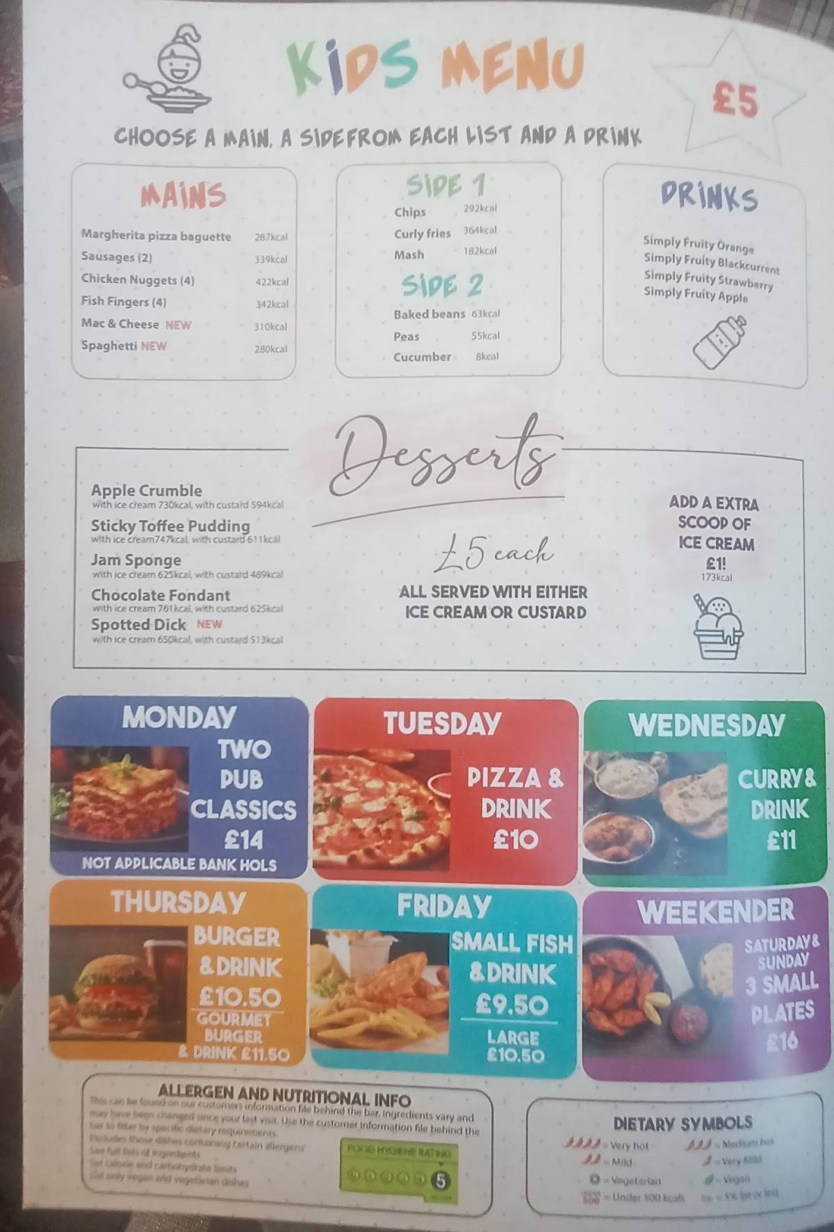 Menu at The Robert Peel pub & bar, Bury