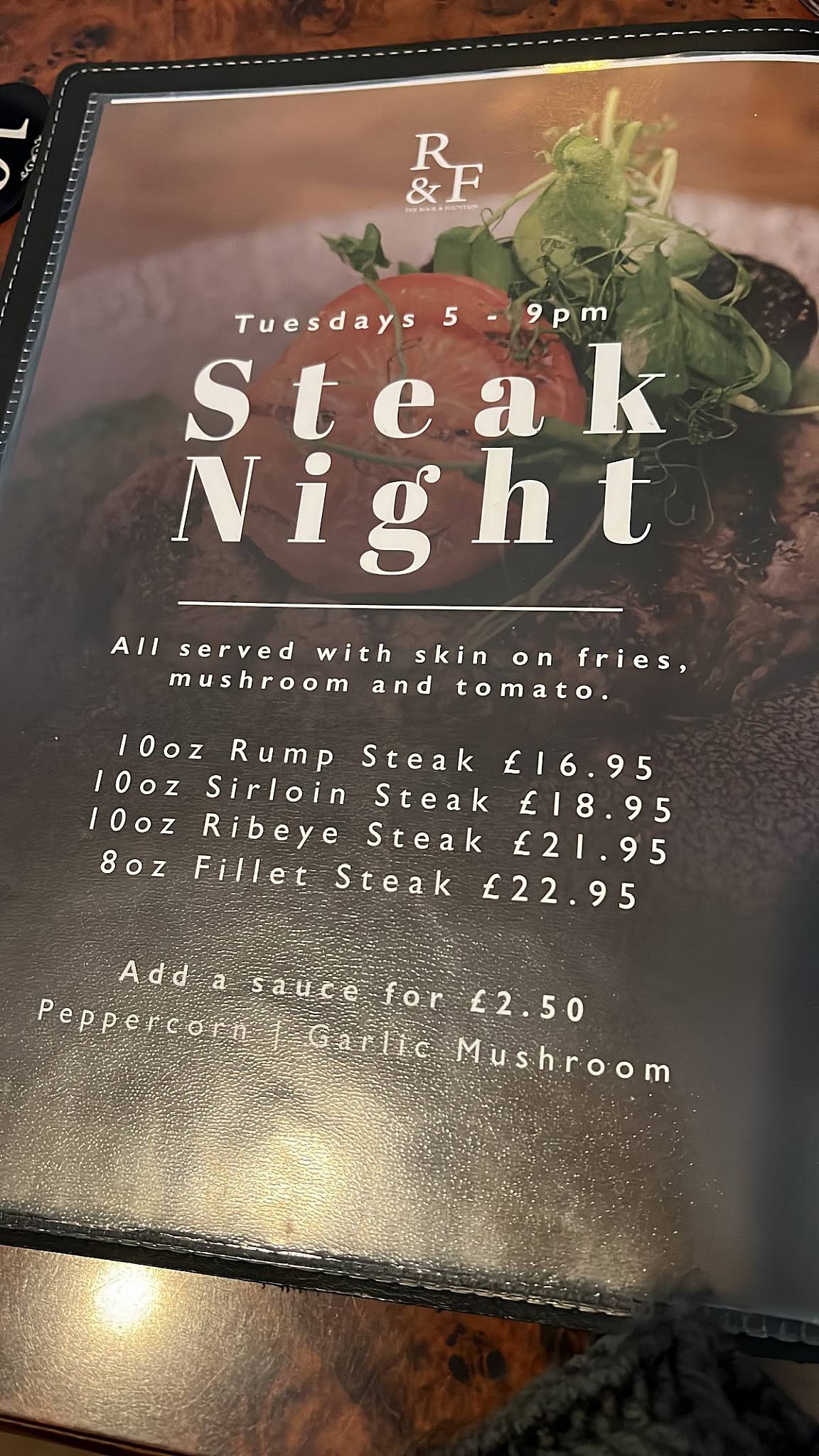Menu at The Rock & Fountain Inn pub & bar, Penhow, LLanvaches Lane
