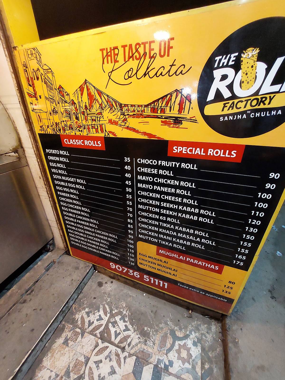 Menu at The Roll Factory by Sanjha Chulha, South Dum Dum, Belgachia Rd
