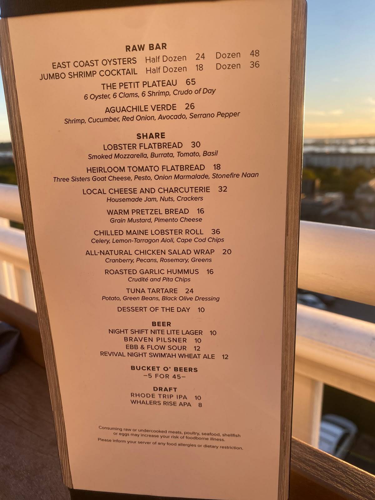 Menu at The Roof Deck at The Vanderbilt pub & bar, Newport