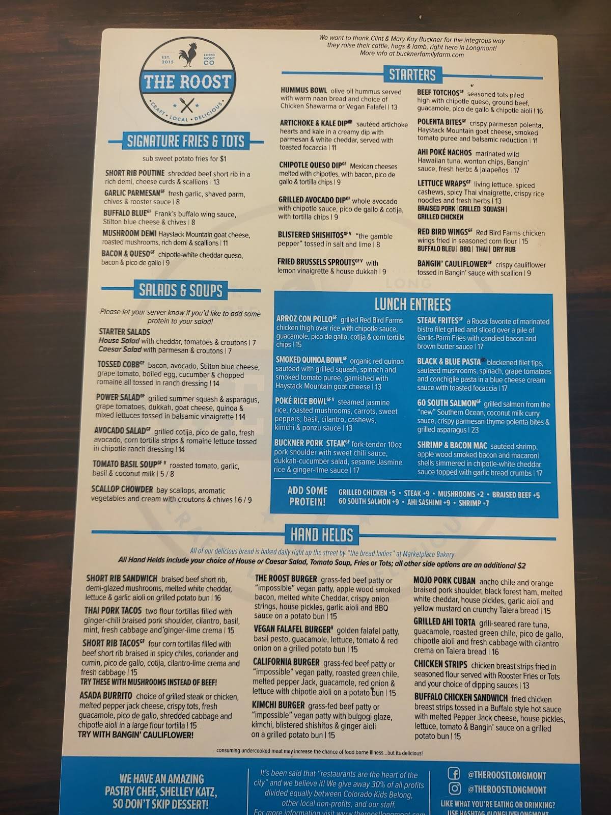 Menu at The Roost pub & bar, Longmont
