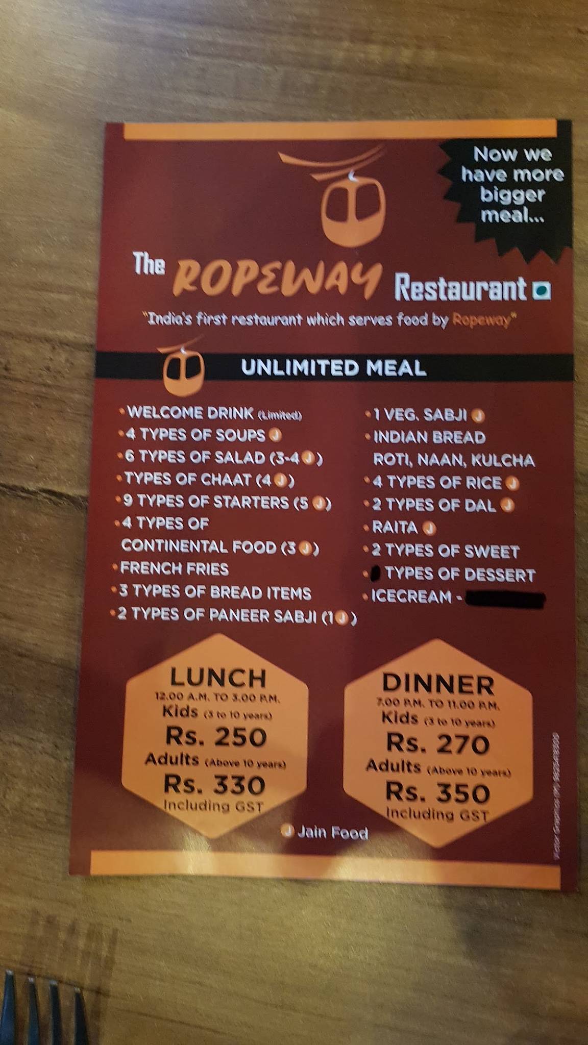 Menu at The Ropeway Restaurant, Surat, shop 101-104