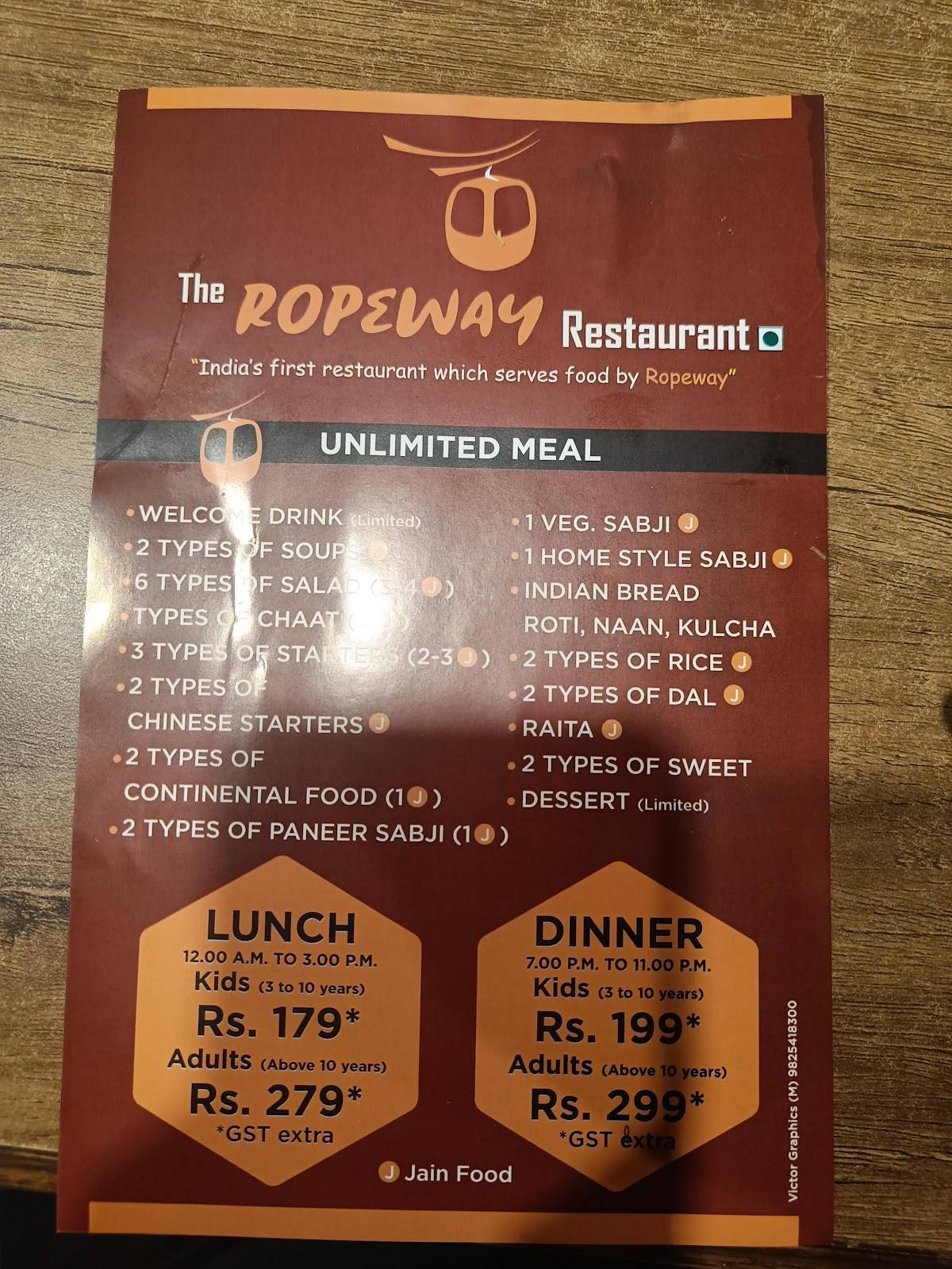 Menu at The Ropeway Restaurant, Surat, shop 101-104