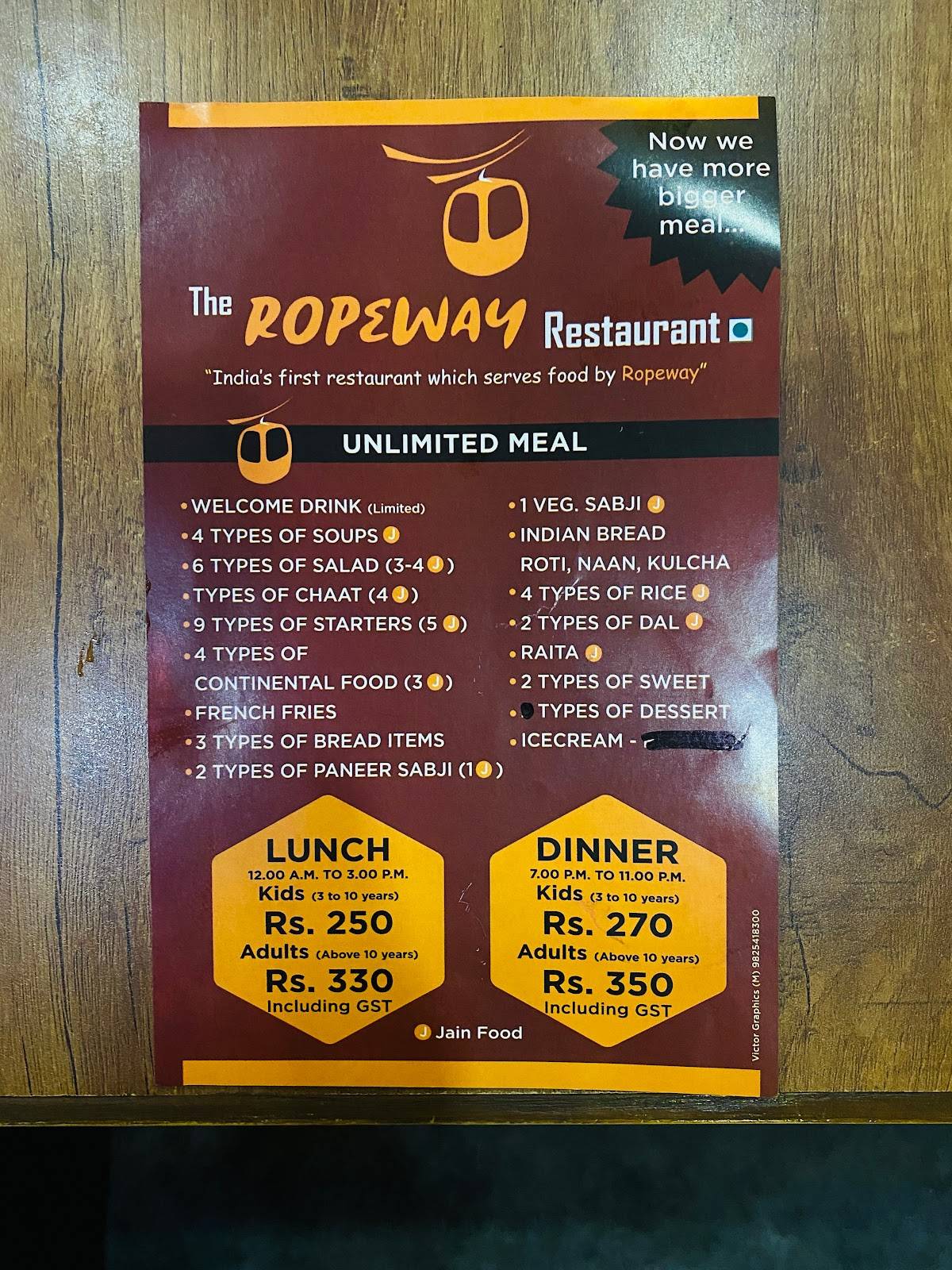 Menu at The Ropeway Restaurant, Surat, shop 101-104