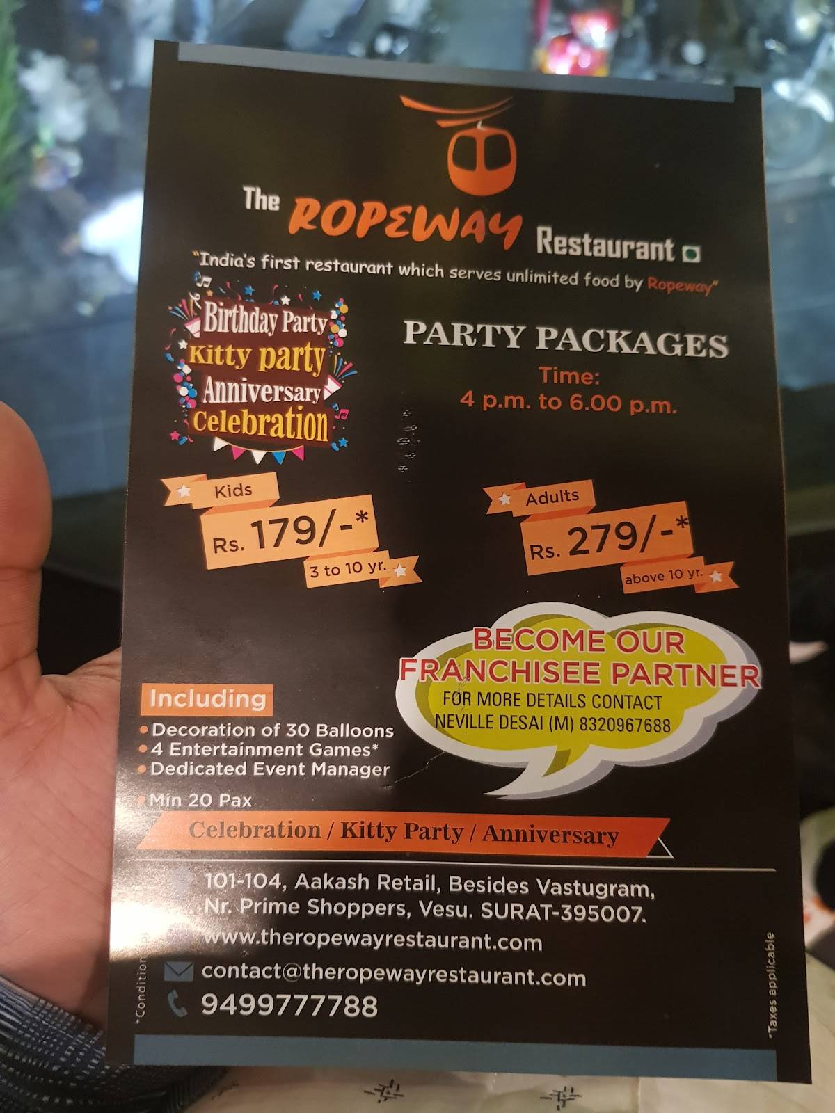 Menu at The Ropeway Restaurant, Surat, shop 101-104