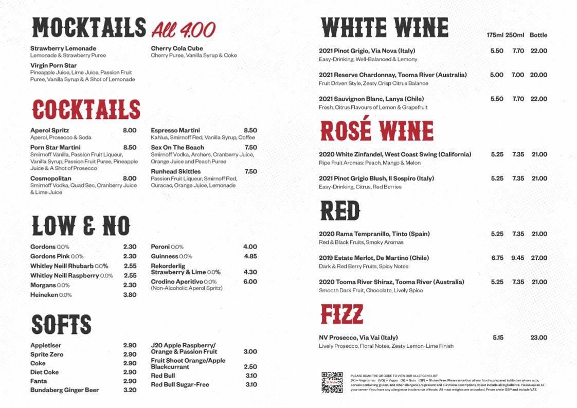 Menu at The Runhead pub & bar, Ryton, Holburn La