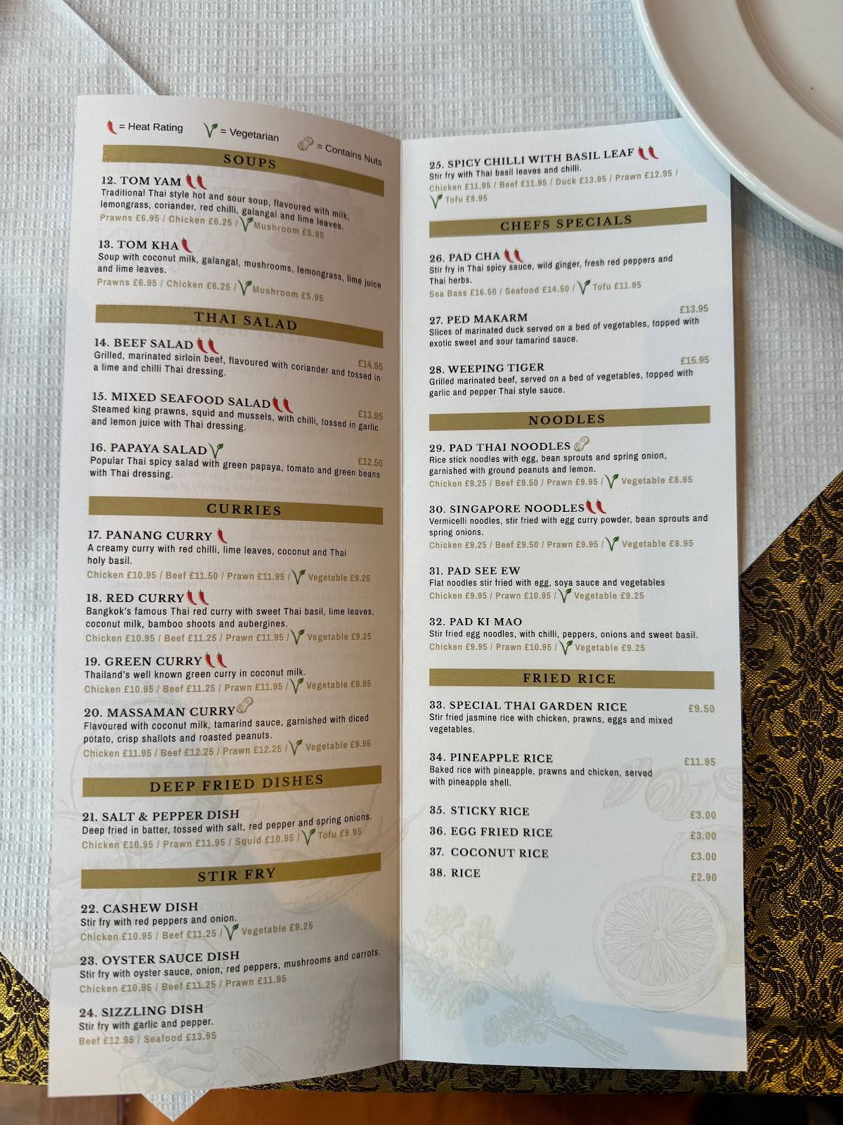Carta de The Secret Thai Garden, Potters Bar, Potters Bar
