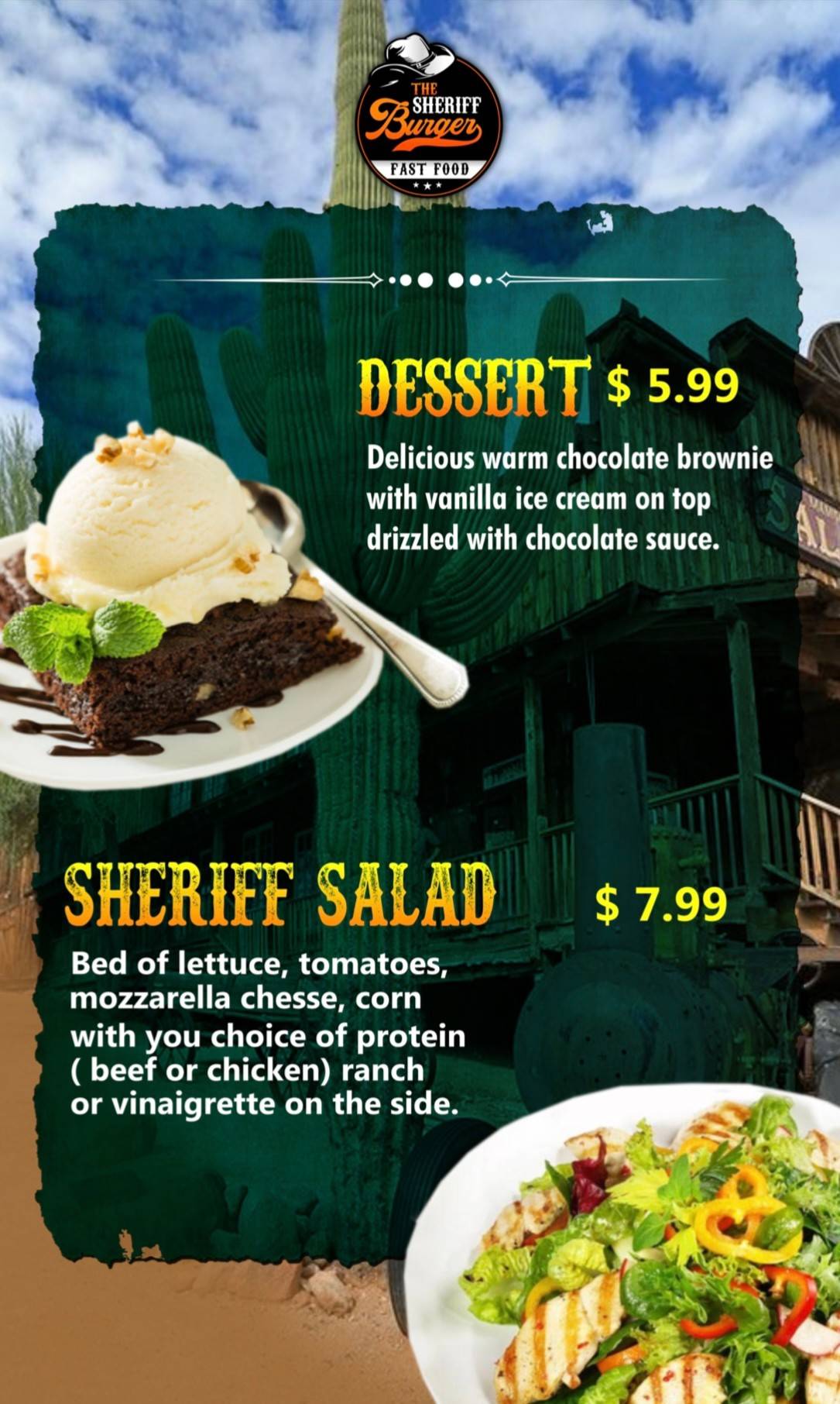 Menu at The Sheriff Burger restaurant, Simpsonville