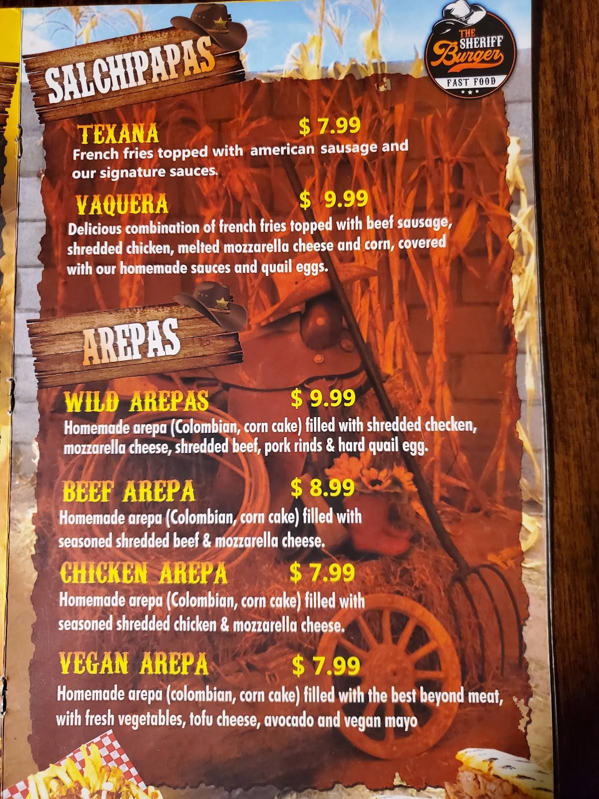 Menu at The Sheriff Burger restaurant, Simpsonville