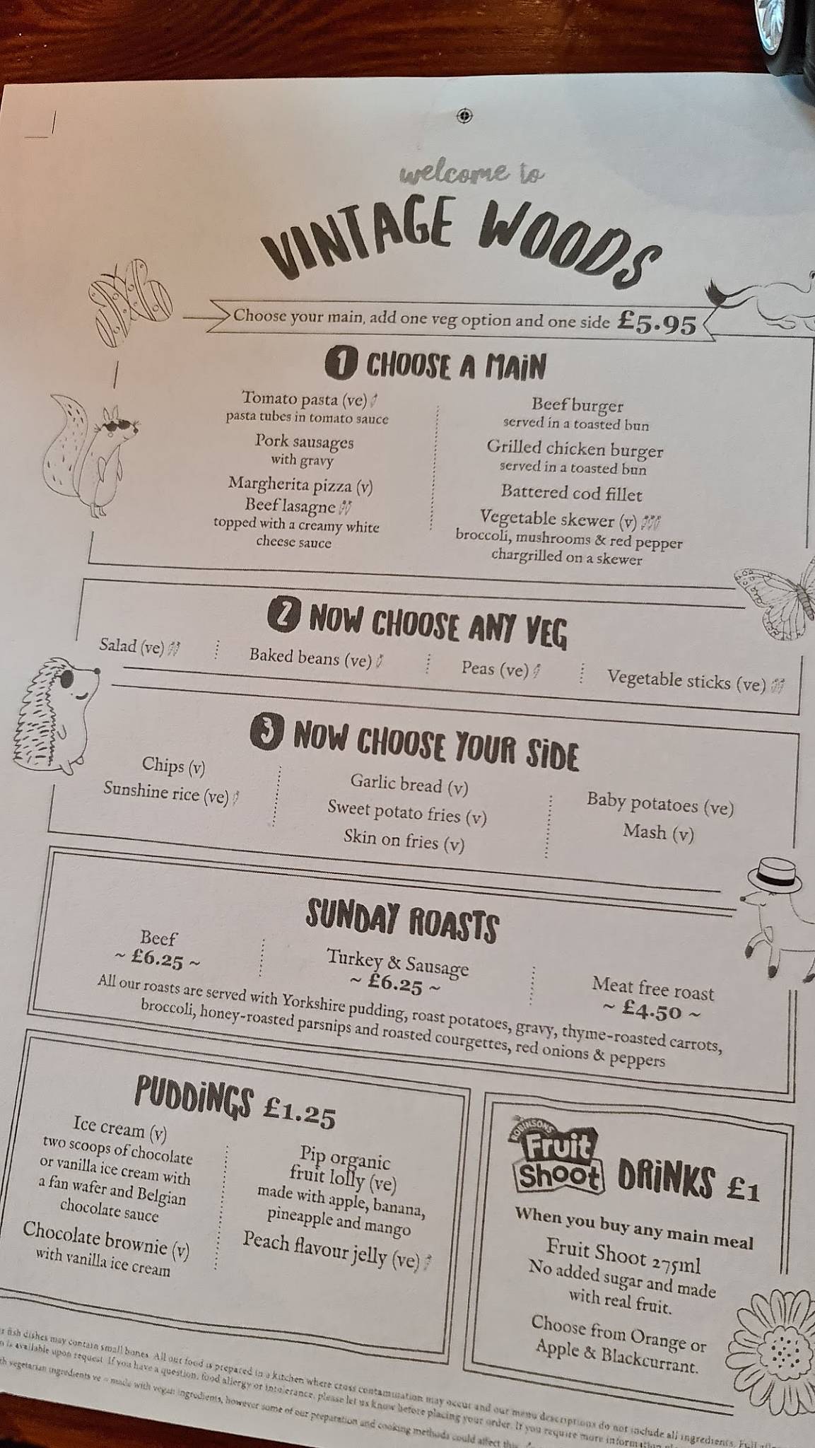 Menu at The Shy Horse pub & bar, Chessington