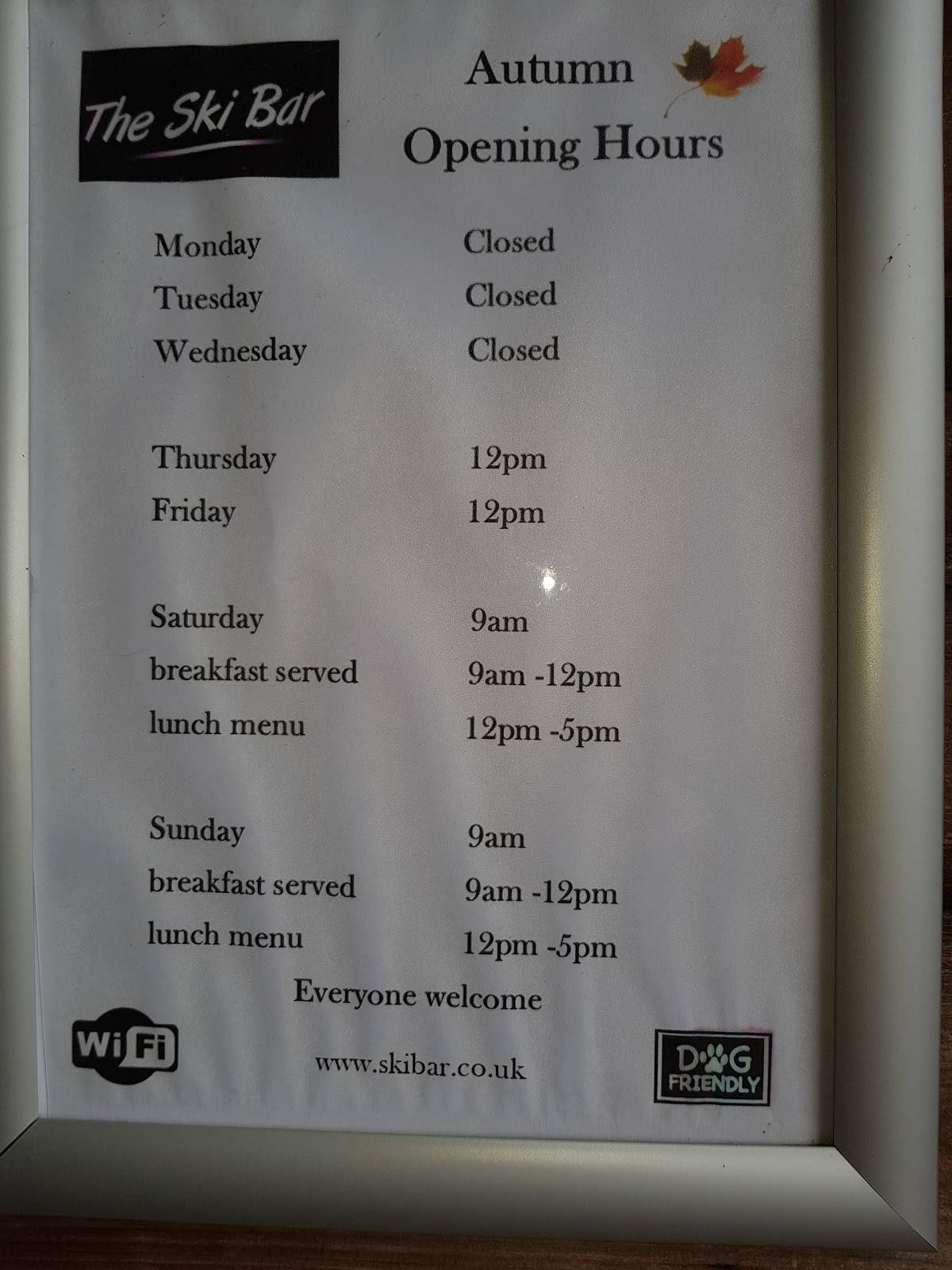 Menu at The Ski Bar, Millom