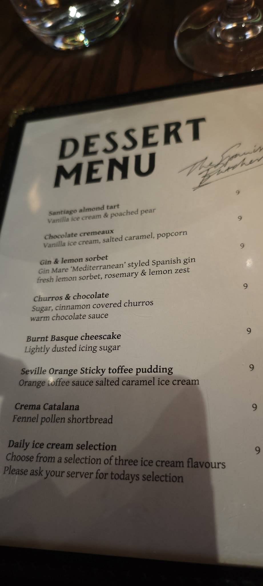 Menu at The Spanish Butcher Glasgow steakhouse, Glasgow
