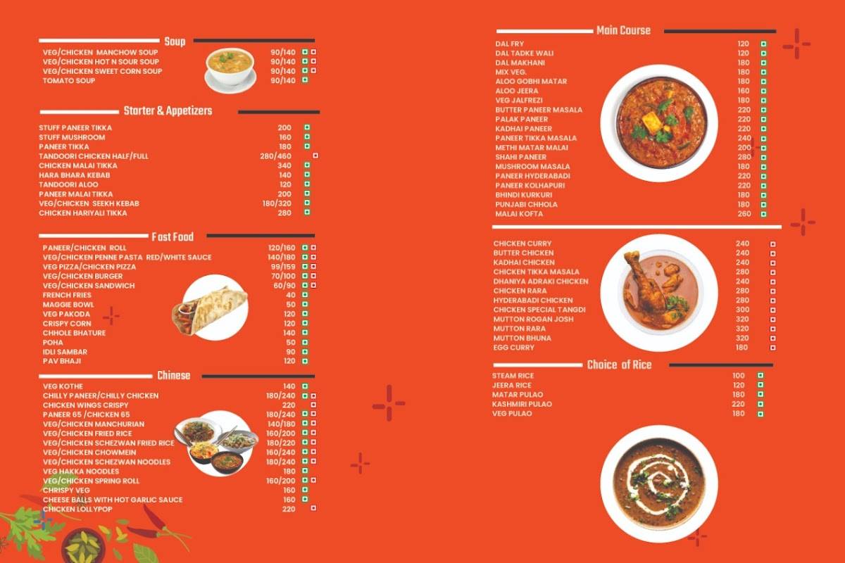 Menu at The Spice House - rooftop restro and café, Bhopal