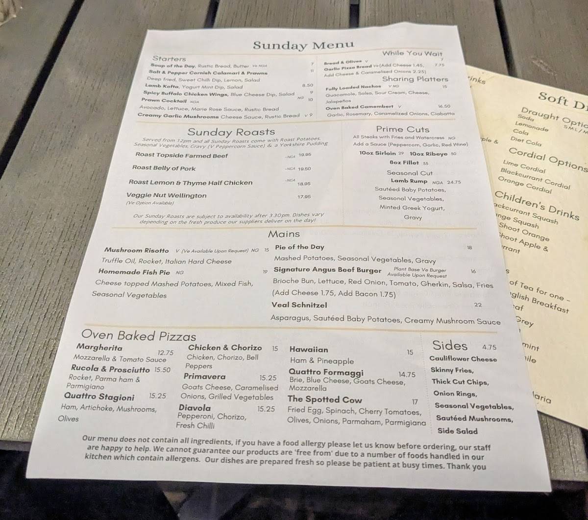 Menu at The Spotted Cow pub & bar, Farnham, The Spotted Cow