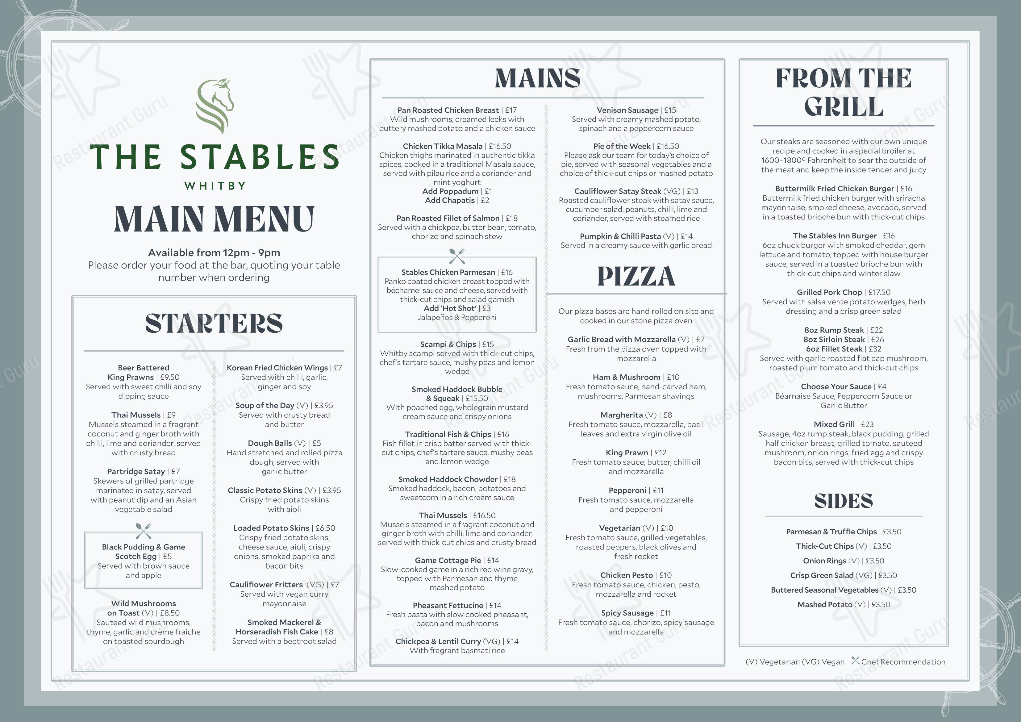 Menu at The Stables pub & bar, Whitby, Guisborough Rd