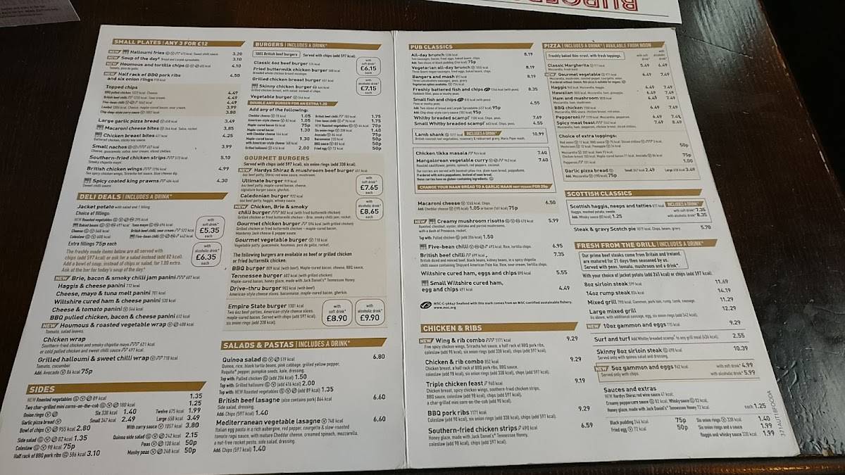 Menu at The Standing Order - JD Wetherspoon pub & bar, Edinburgh, 62-66 ...