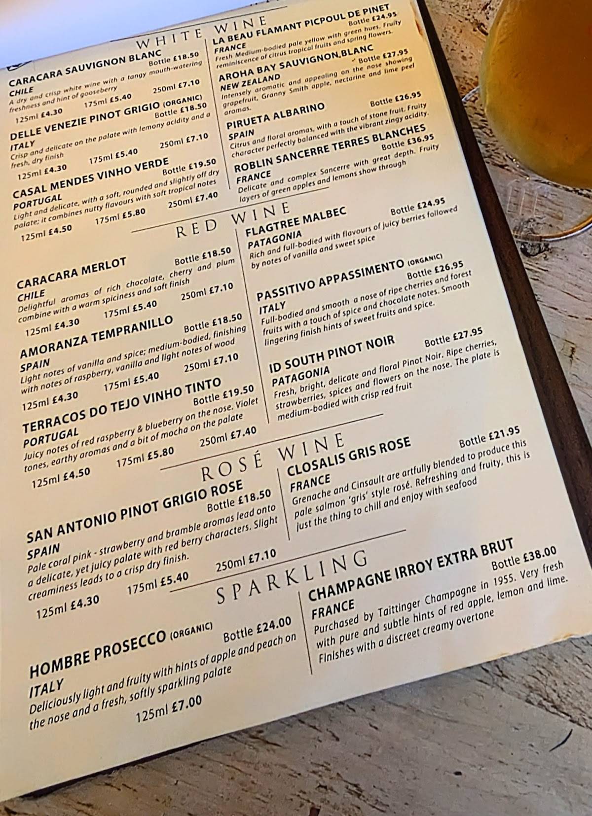 Menu at The Stone Crab restaurant, Saundersfoot