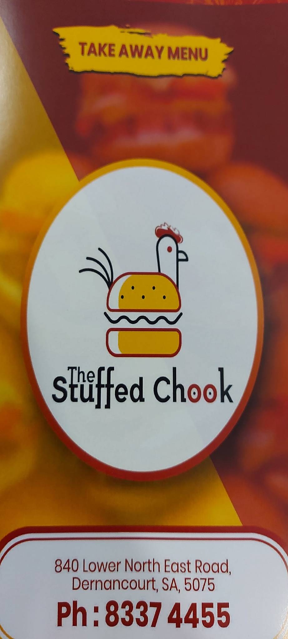 Menu at The Stuffed Chook restaurant, Dernancourt