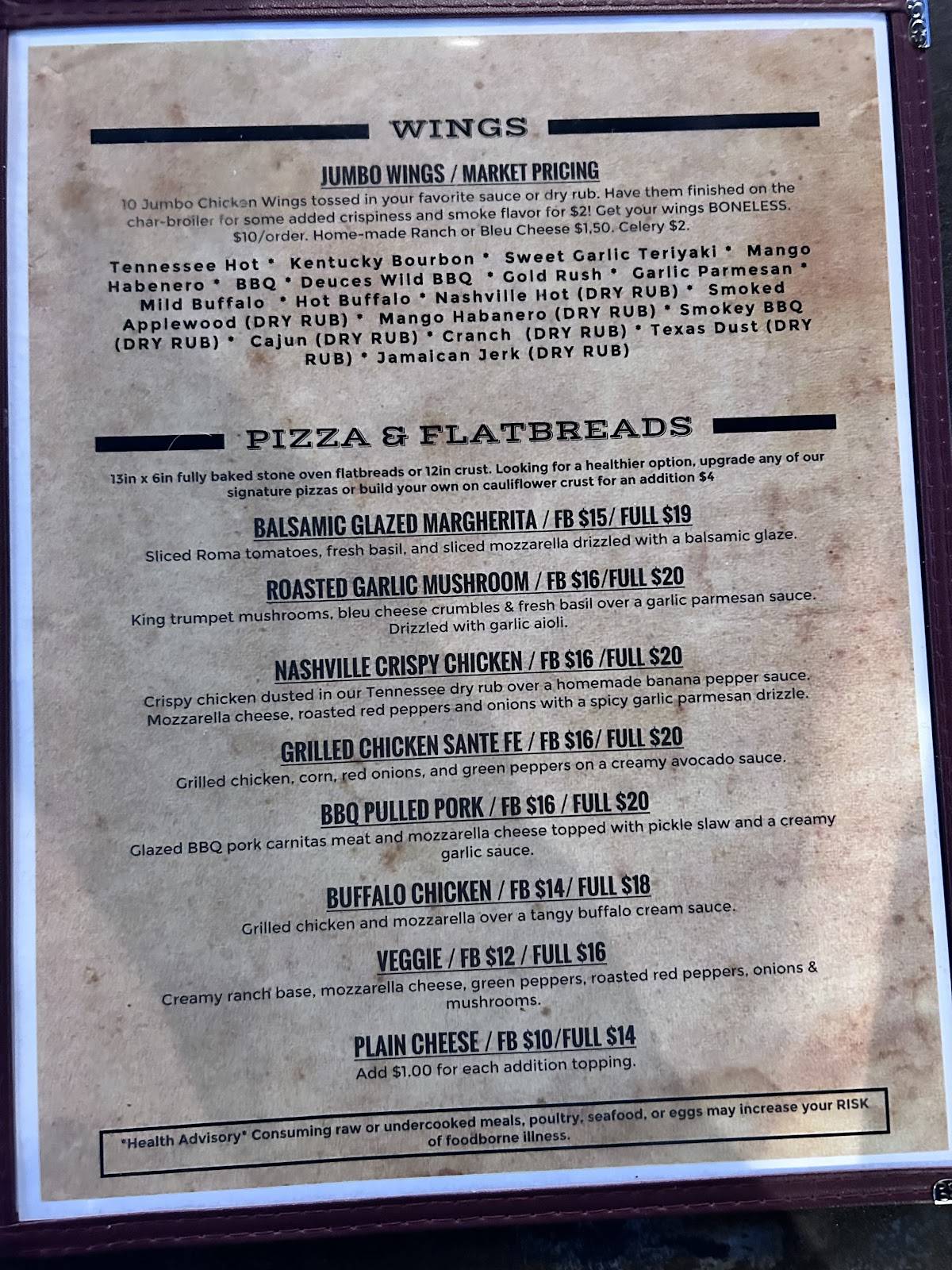 Menu at The Triple Deuce Saloon pub & bar, Meadville