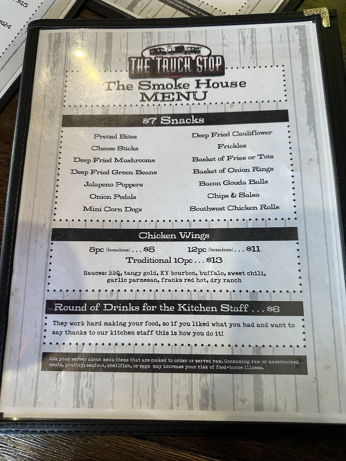 Menu at The Truck Stop restaurant, Cadillac