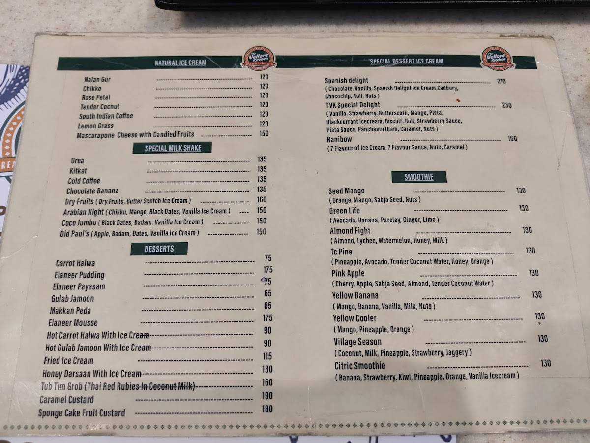 Menu at The Vellore Kitchen Gandhi Nagar, Vellore