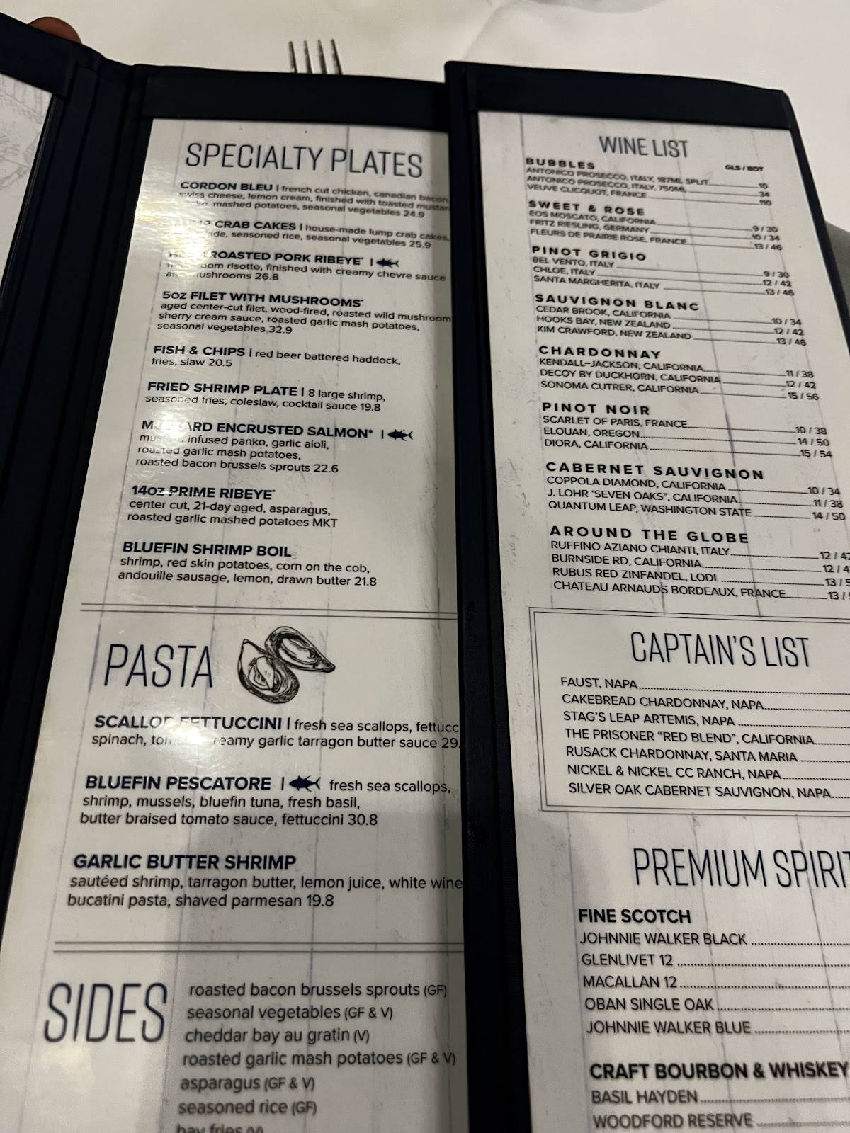 Menu at Bluefin Grill & Bar, The Villages