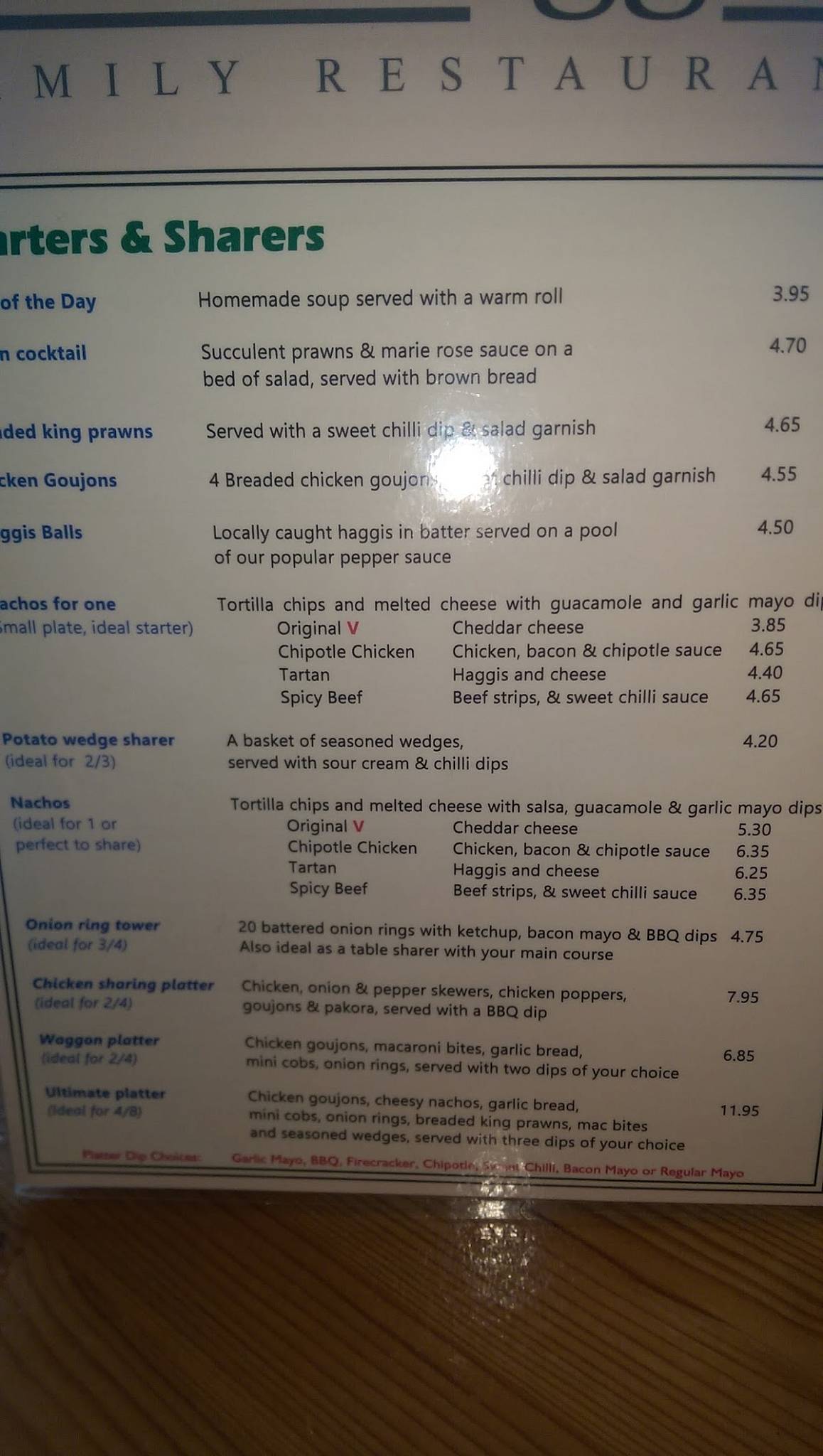 Menu at The Waggon pub & bar, Kelso