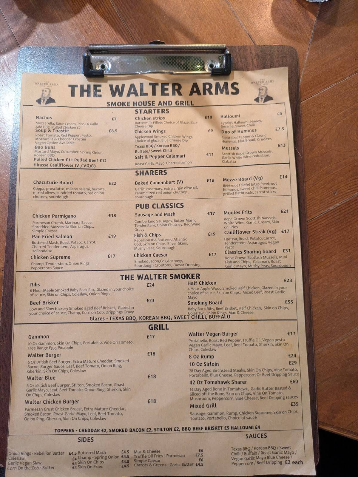 Menu at The Walter Arms pub & bar, Wokingham