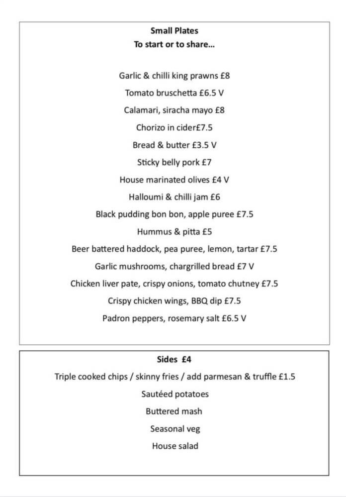 Menu at The Wheatsheaf Gomersal restaurant, Cleckheaton