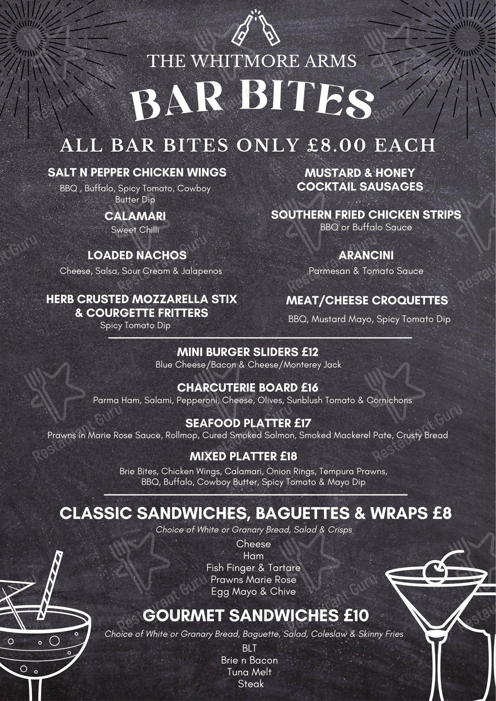 Menu at The Whitmore Arms pub & bar, Grays, The Whitmore Arms