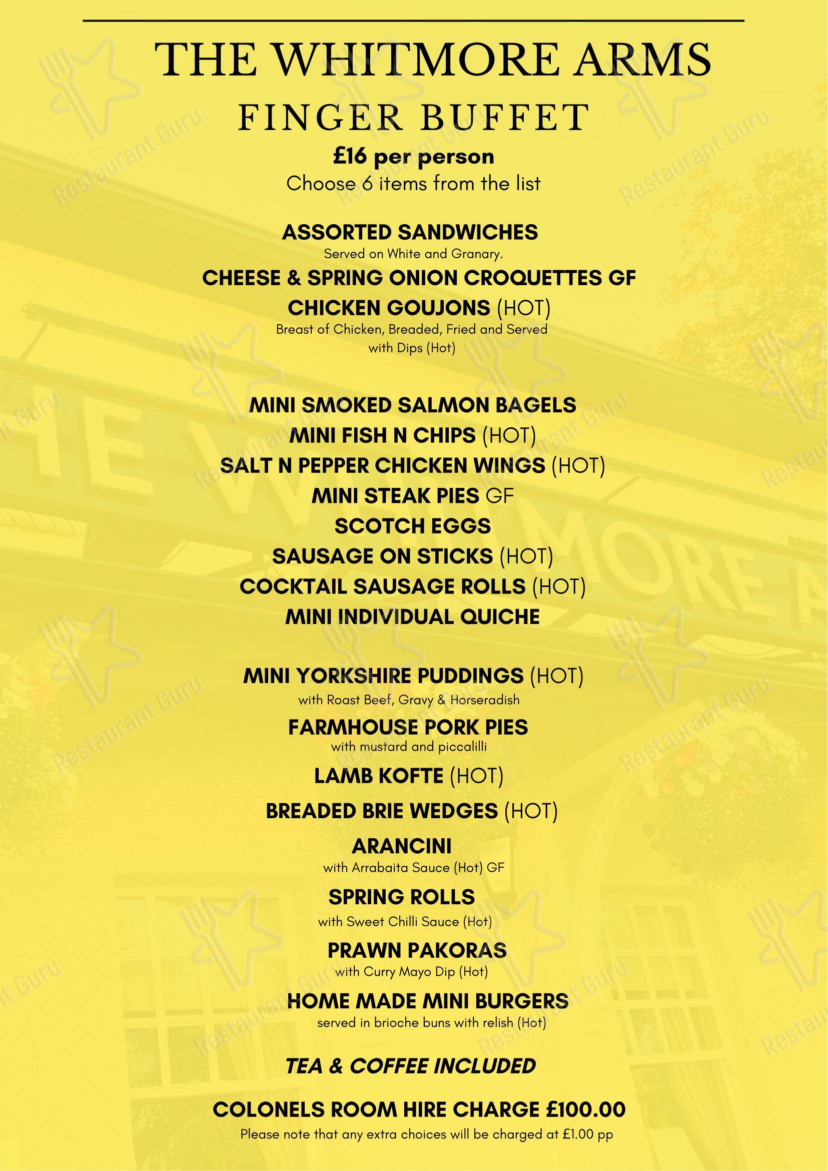 Menu at The Whitmore Arms pub & bar, Grays, The Whitmore Arms