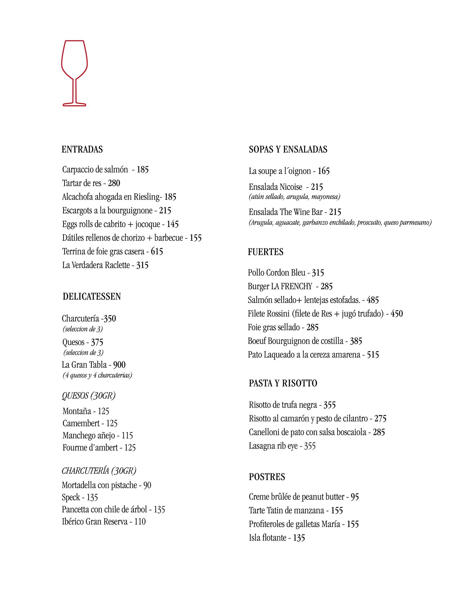 Menu at The Wine Bar by Grand Cru, Monterrey, Av Lázaro Cárdenas 2400 ...