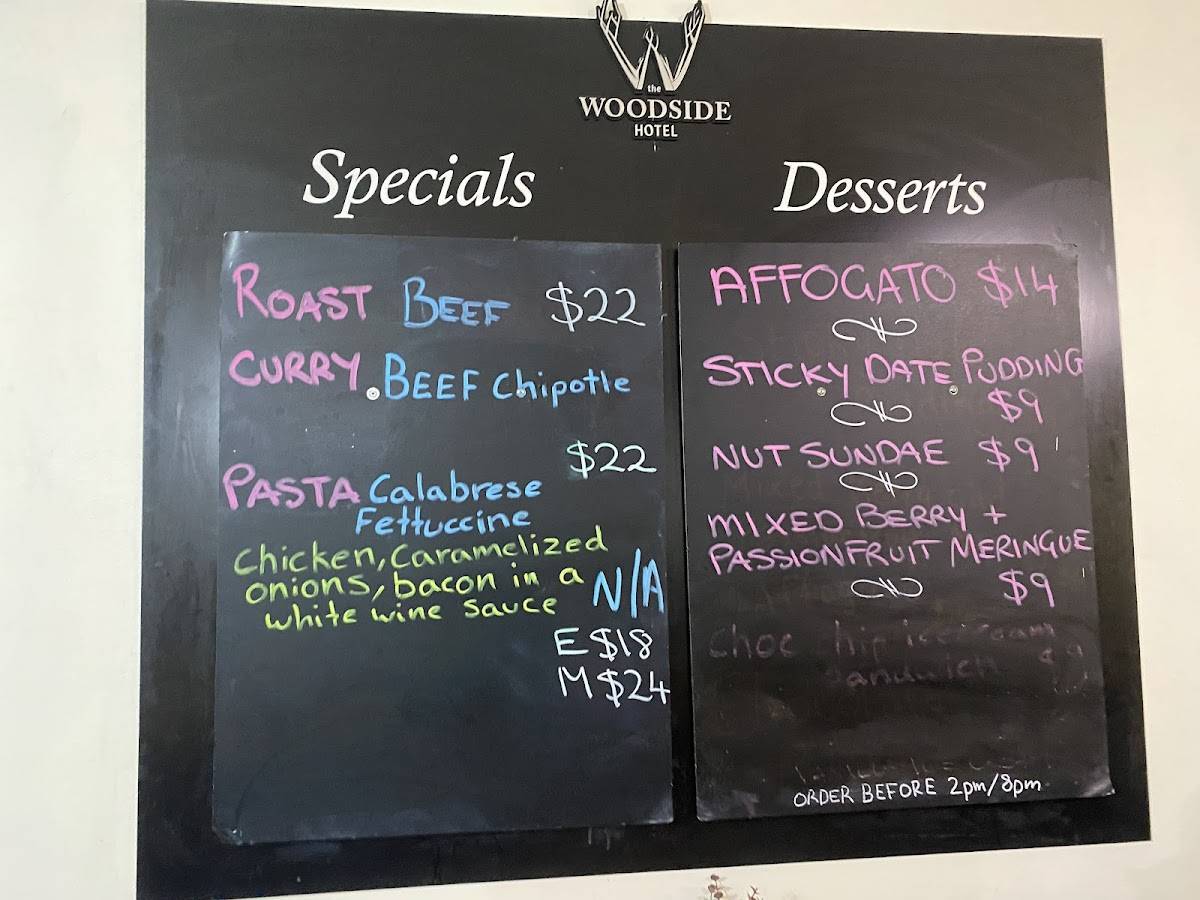 Menu at The Woodside Hotel pub & bar, Woodside