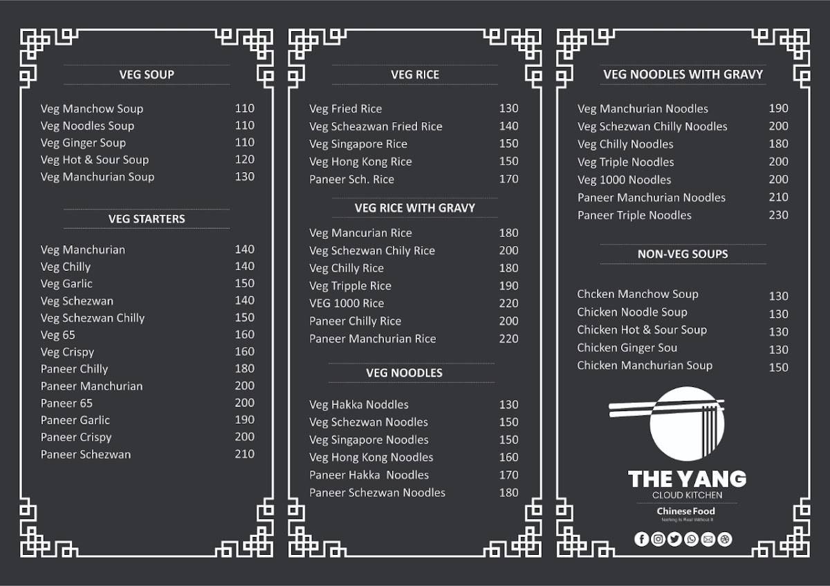 Menu at The Yang Cloud Kitchen, Mumbai