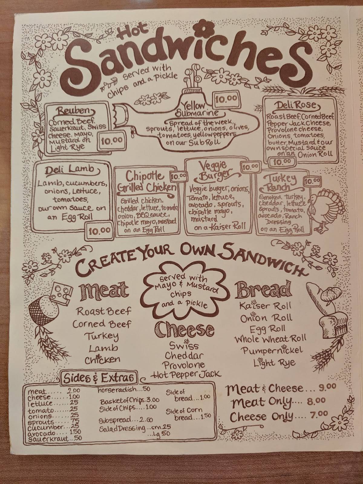 Menu at The Yellow Deli restaurant, Courtenay