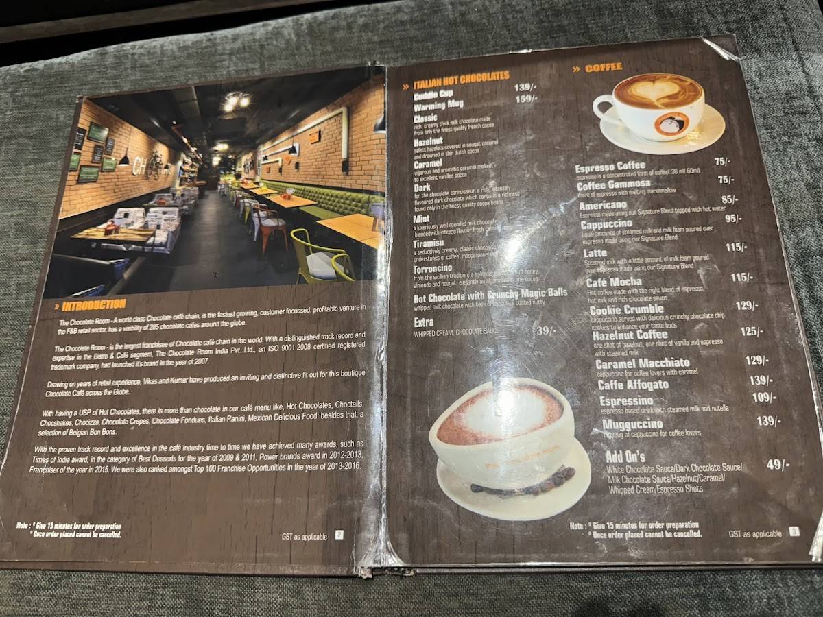 Menu at The chocolate room, Rayachoty