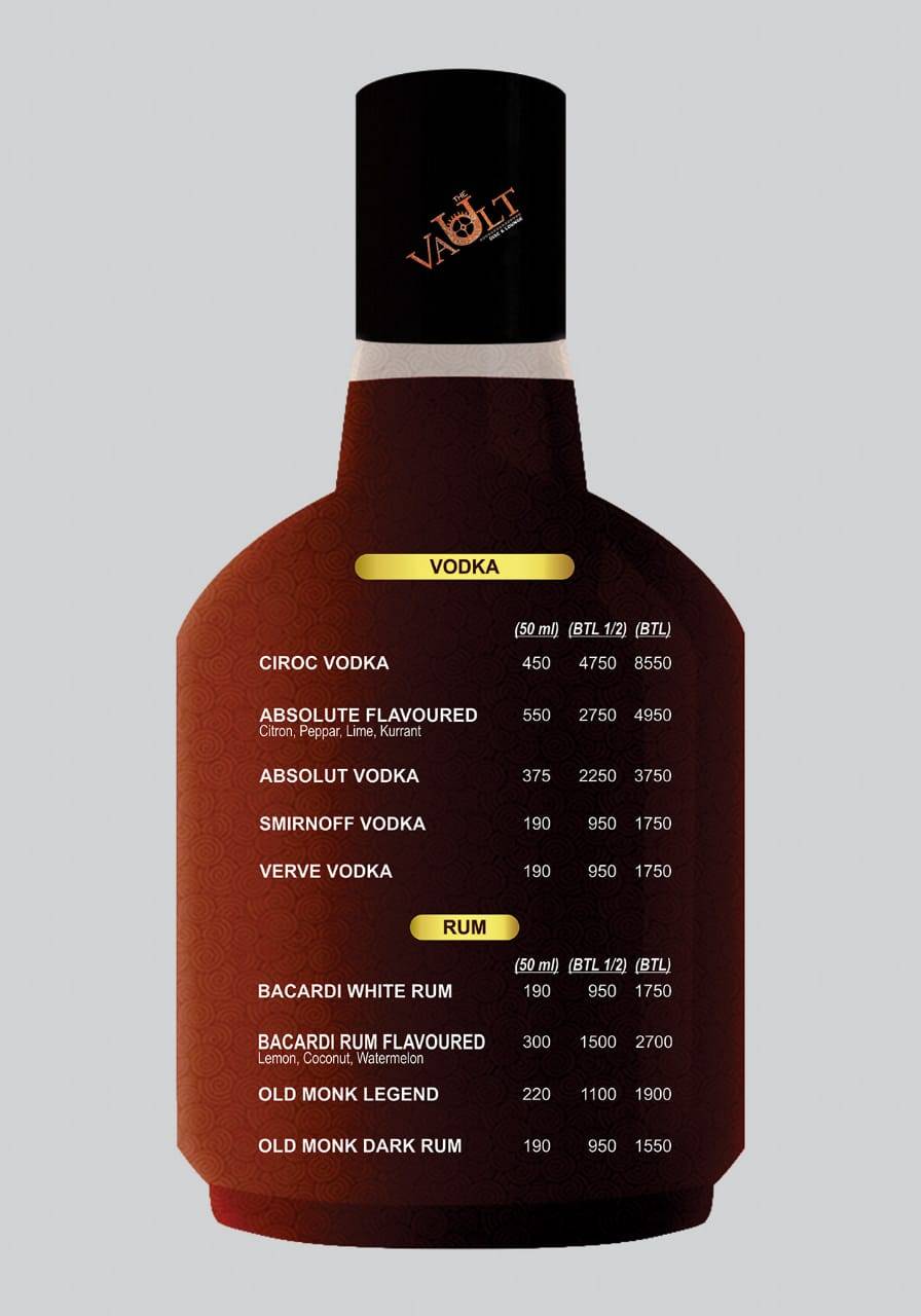 Menu at TheVault Disc & Lounge Lucknow, Lucknow