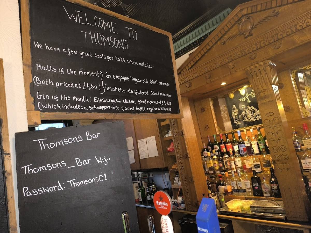 Menu at Thomson's Bar, Edinburgh