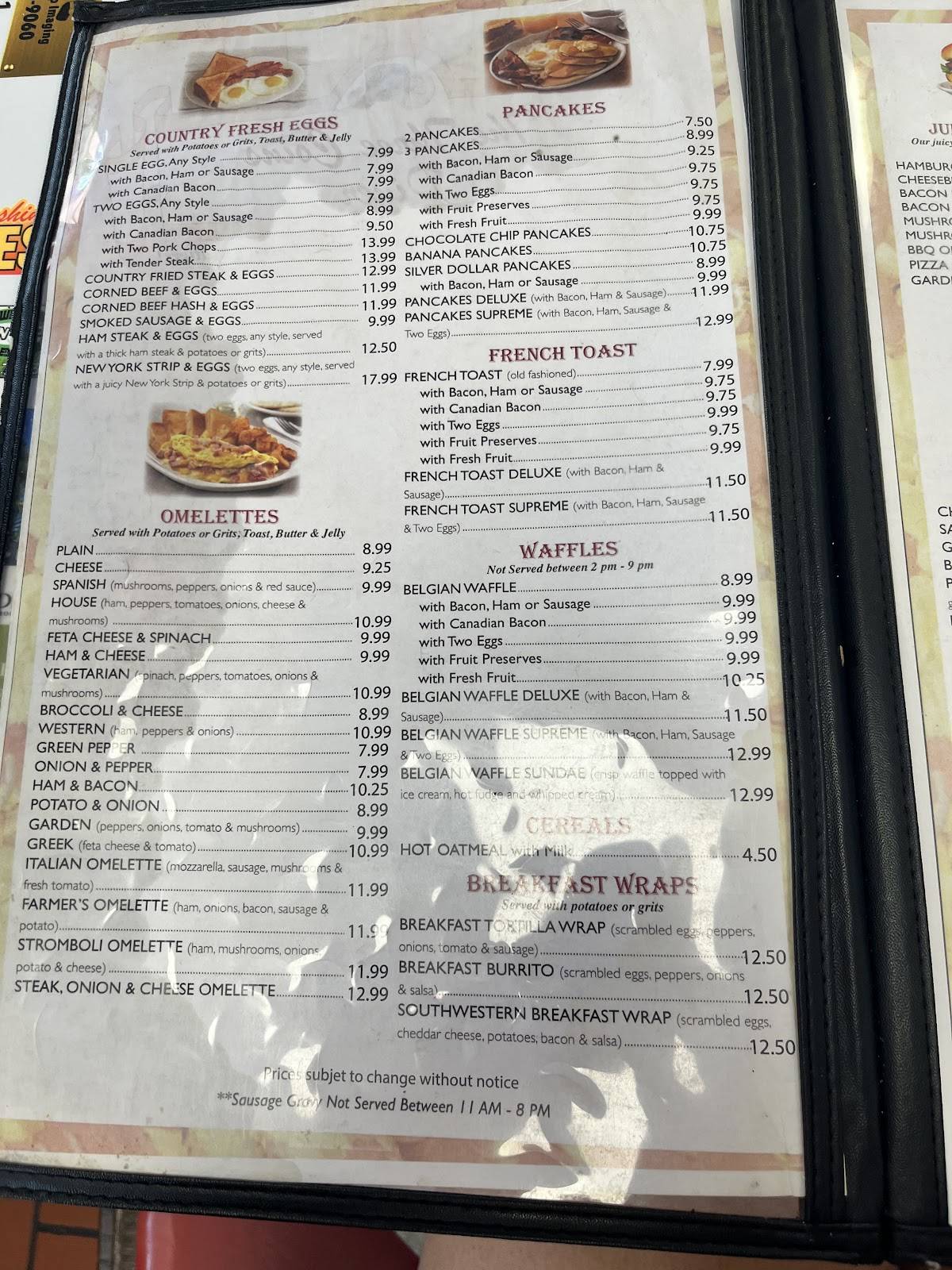 Menu at Three Coins Diner restaurant, Tampa, N Nebraska Ave