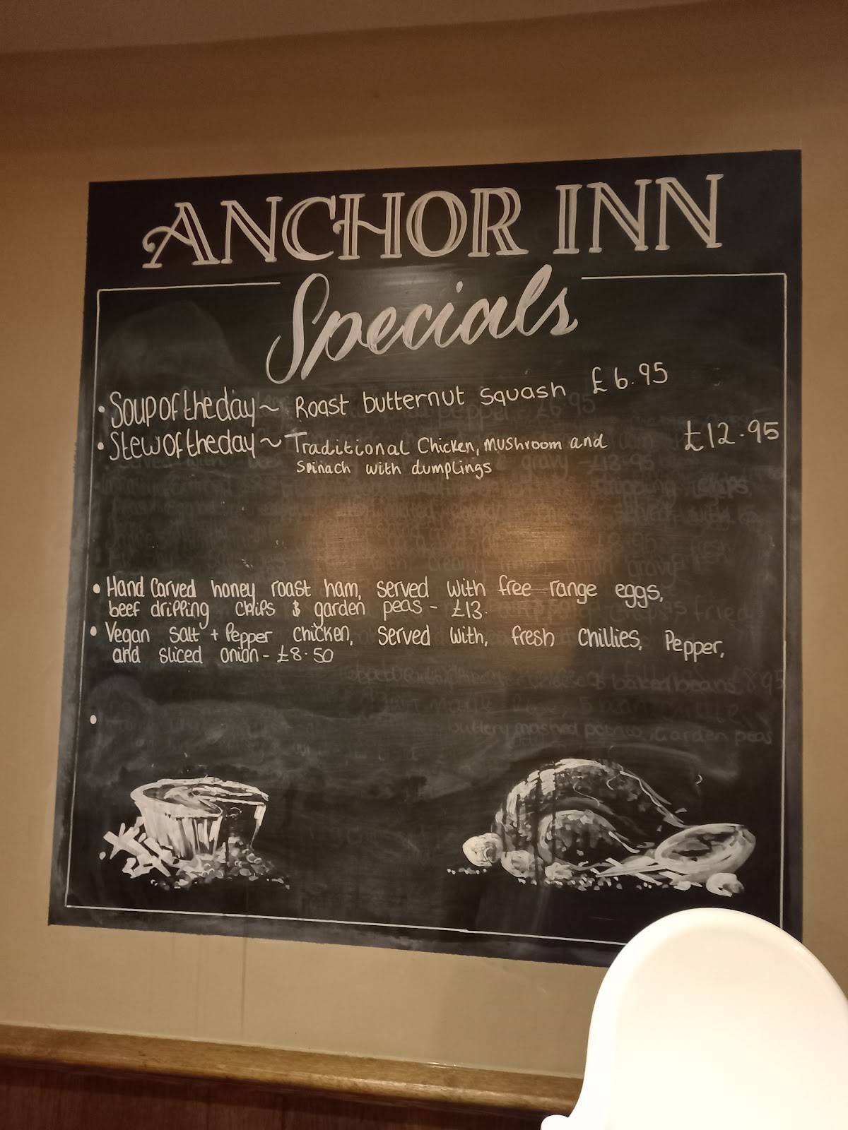 Menu at The Anchor Inn pub & bar, Tideswell