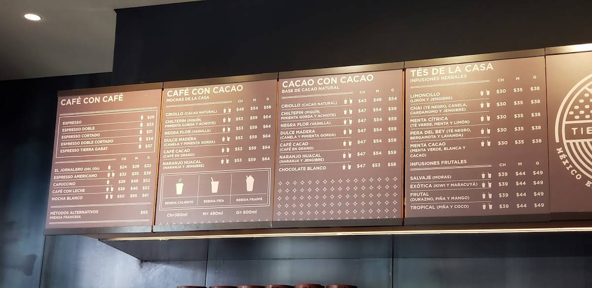 Carta del café Tierra Garat Miguel Hidalgo, Ciudad del México, Av ...