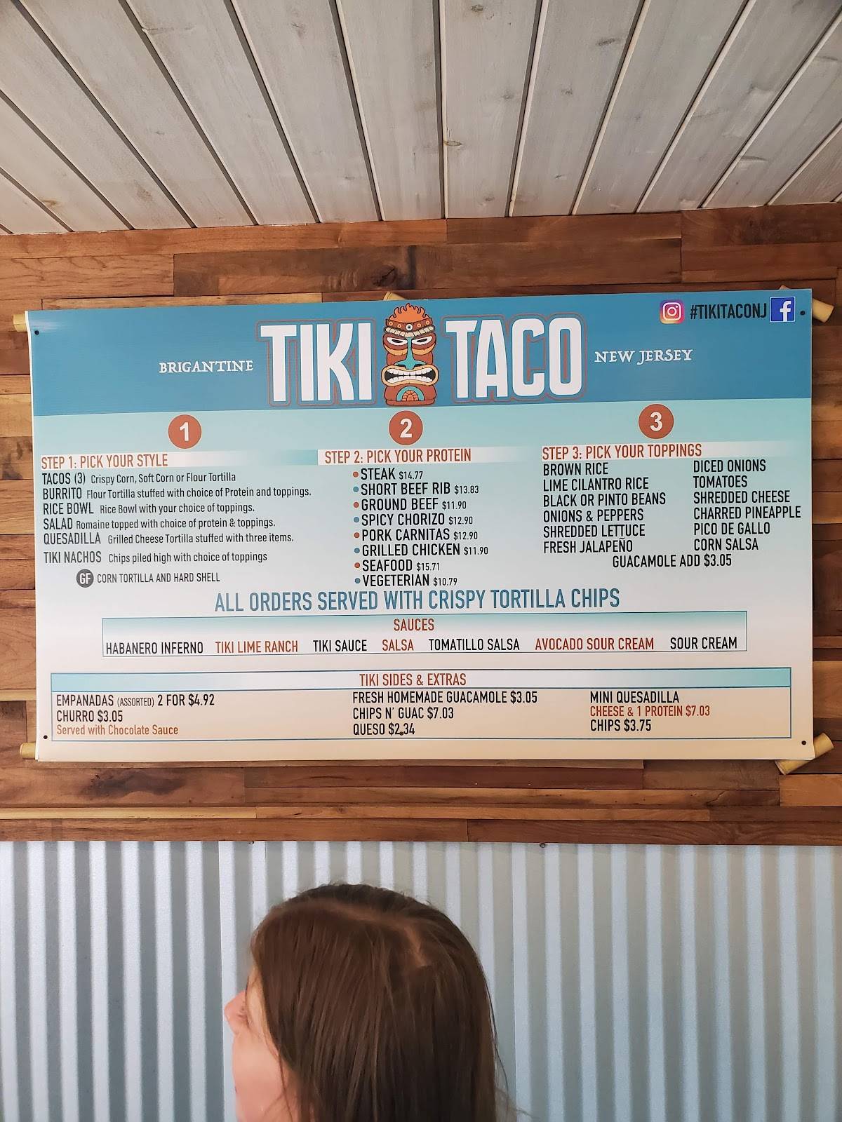 Menu at Tiki Taco restaurant, Brigantine