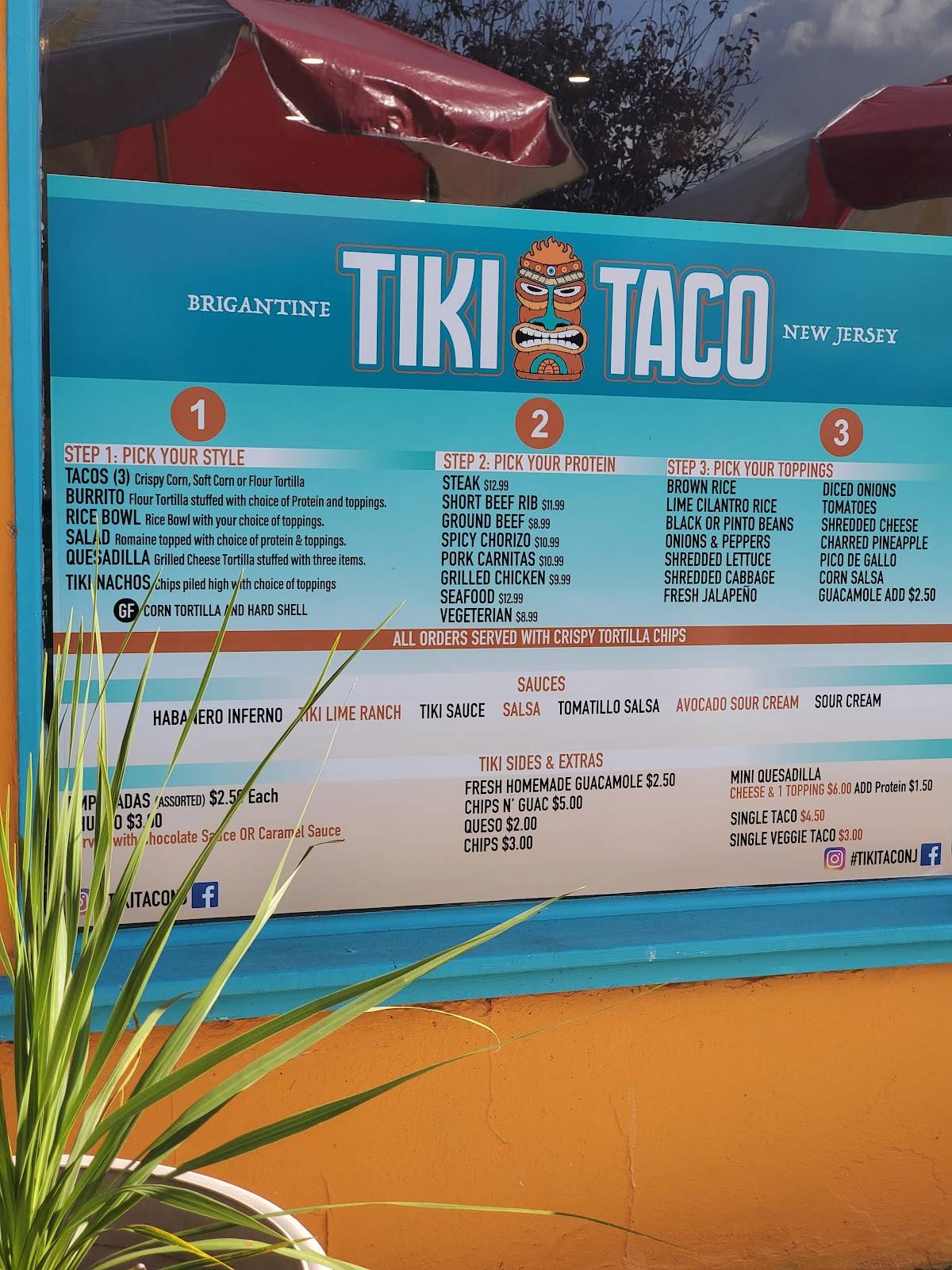 Menu at Tiki Taco restaurant, Brigantine