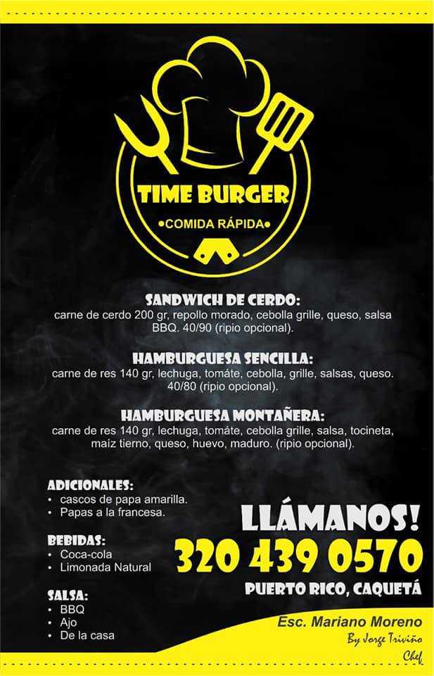 Menu at Time Burger Restaurant Florencia, Puerto Rico