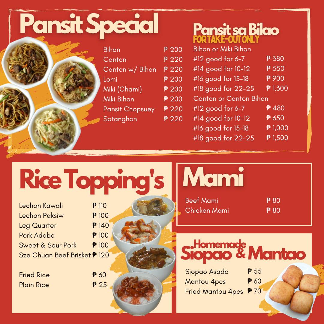 Menu at Ting Qua Qua Restaurant, San Pedro, 179 Manila S Rd