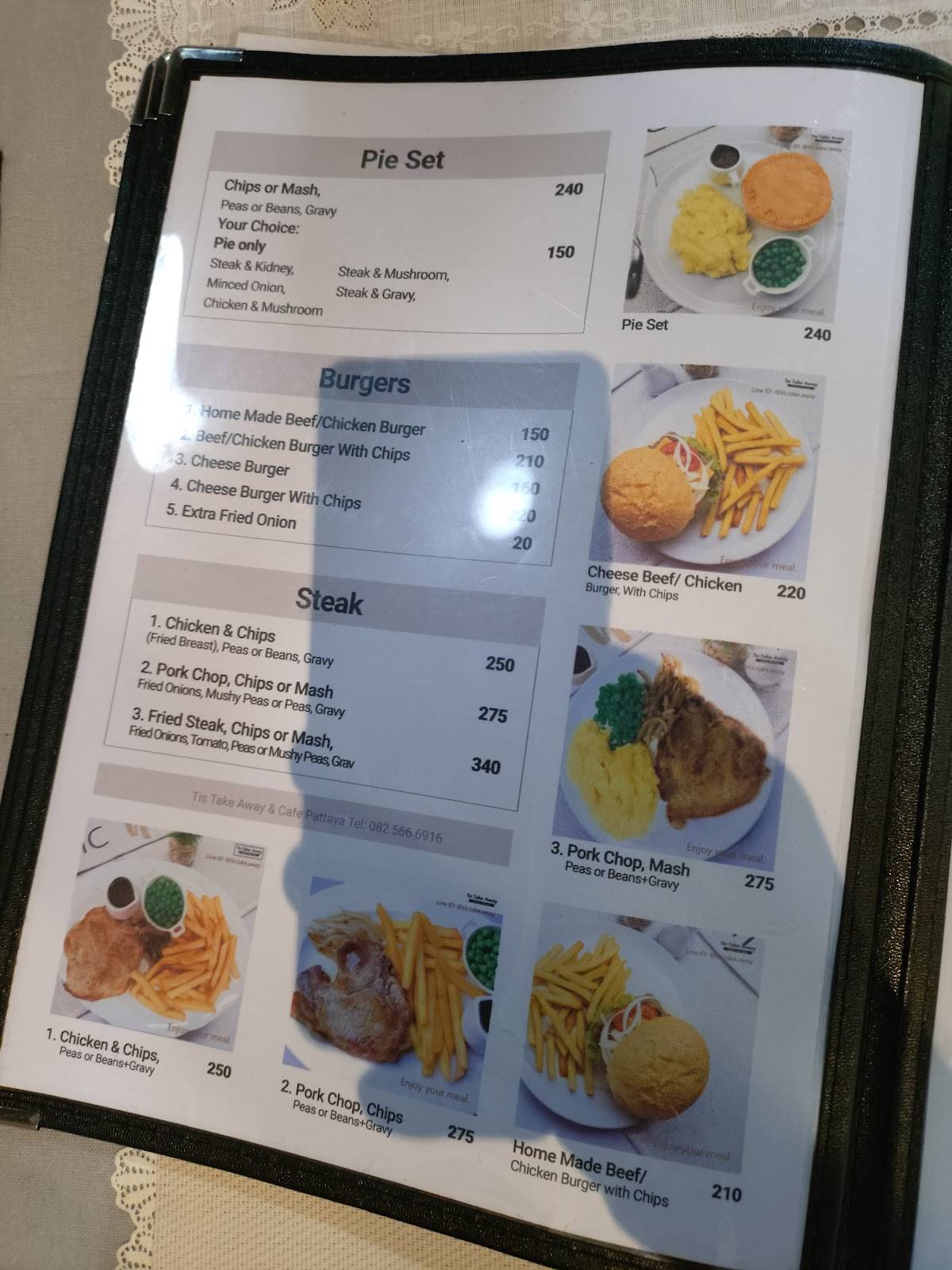 Menu at Tis Take Away restaurant, Pattaya City