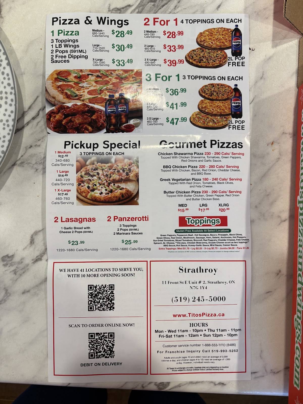 Menu at Tito's Pizza and Wings Strathroy restaurant, Strathroy