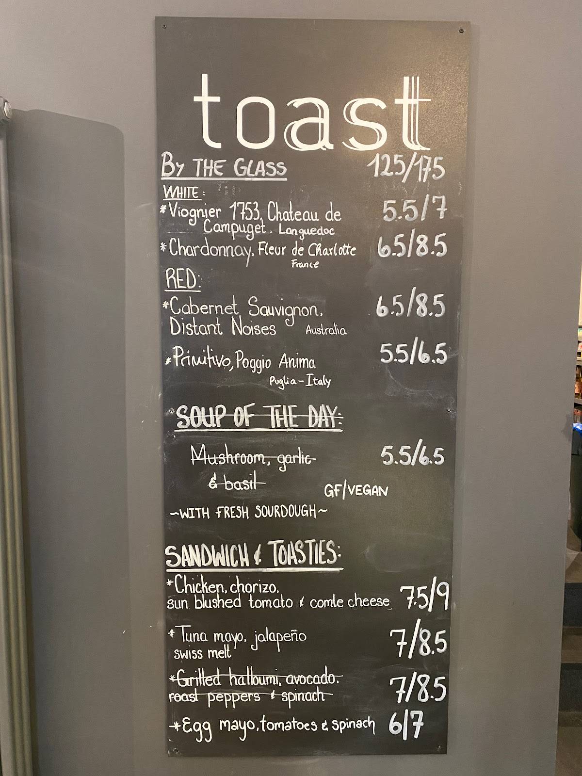 Menu at Toast Marchmont cafe, Edinburgh, 37 Warrender Park Rd