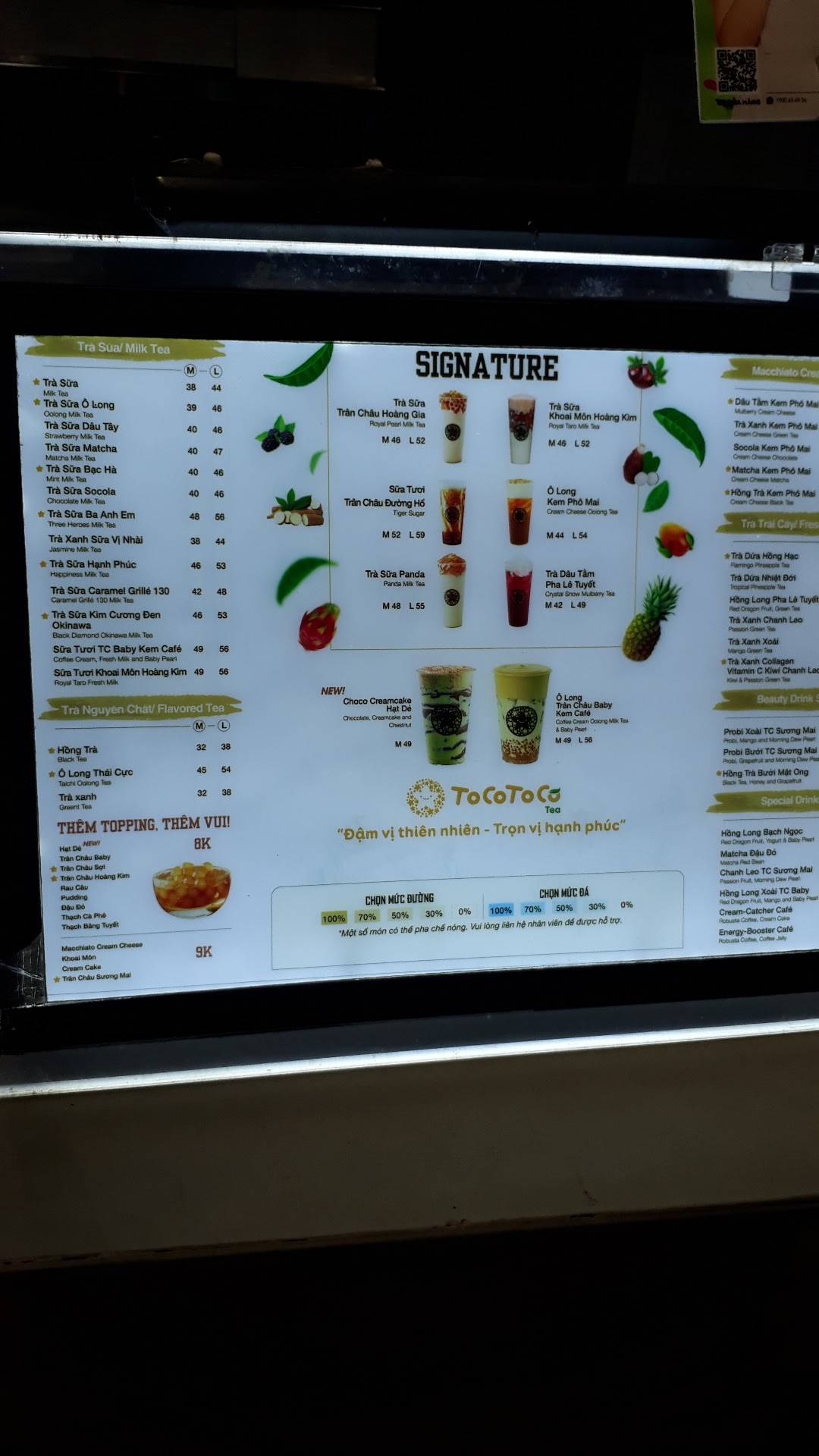 Carta del café Tocotoco 244a Minh Khai, Hanoi